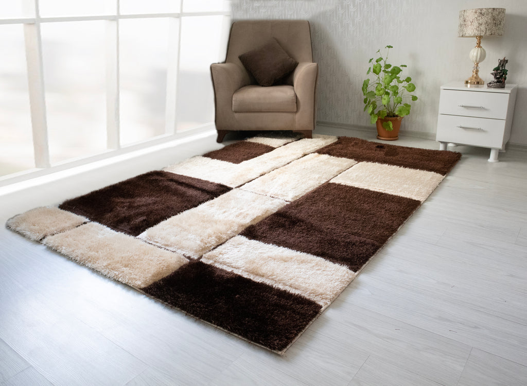 3D Shaggy BROWN-BEIGE Area Rug - 3D161 – Nova Furniture