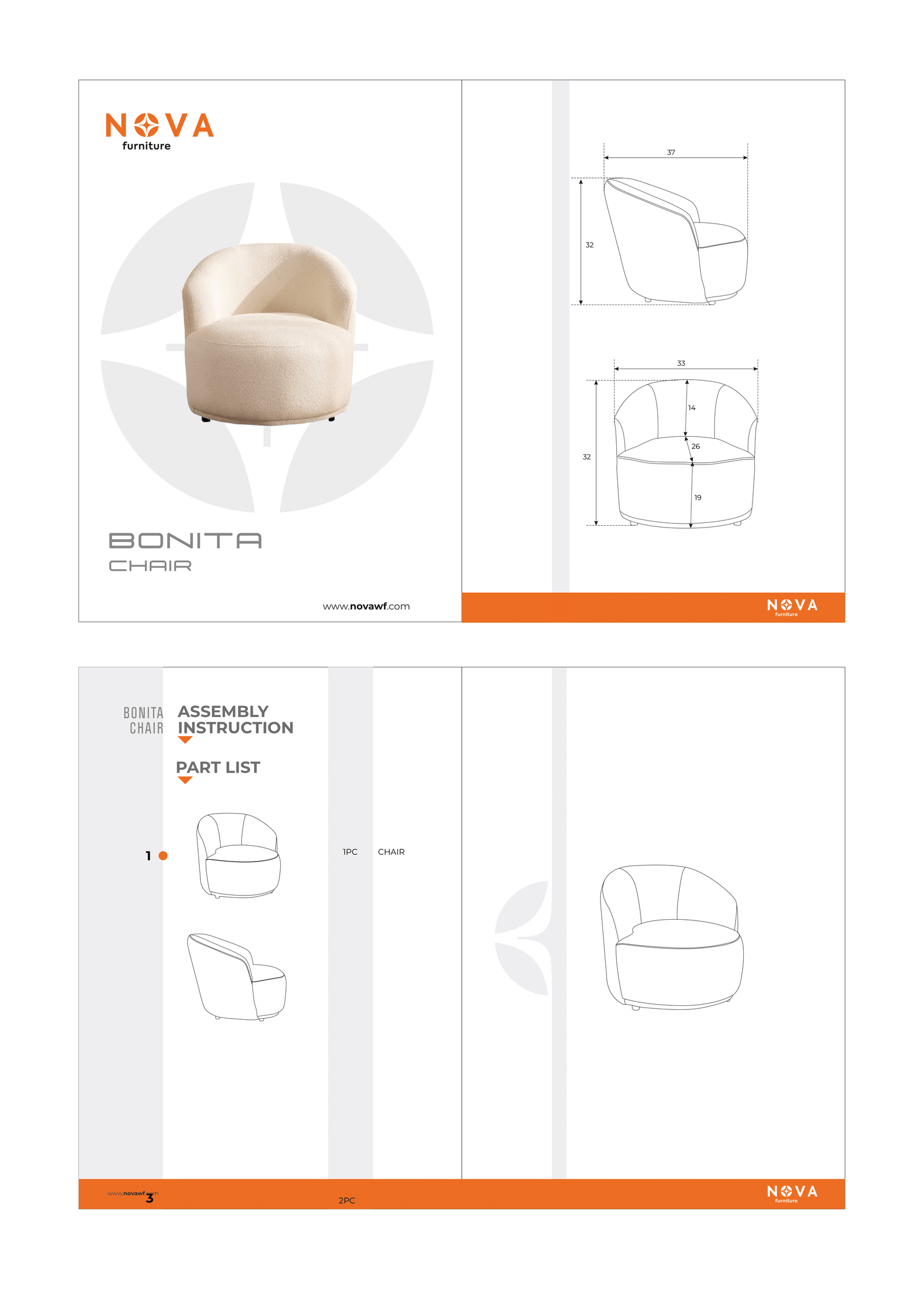 Bonita Ivory Boucle Accent Chair – Nova Furniture