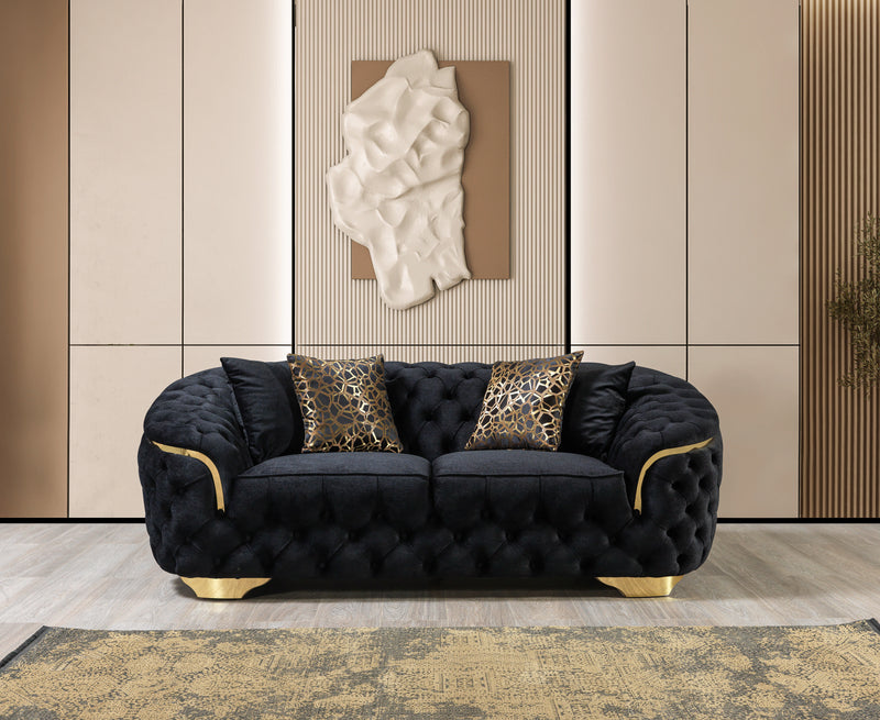 Lupino Black Velvet Sofa 95 Loveseat 82