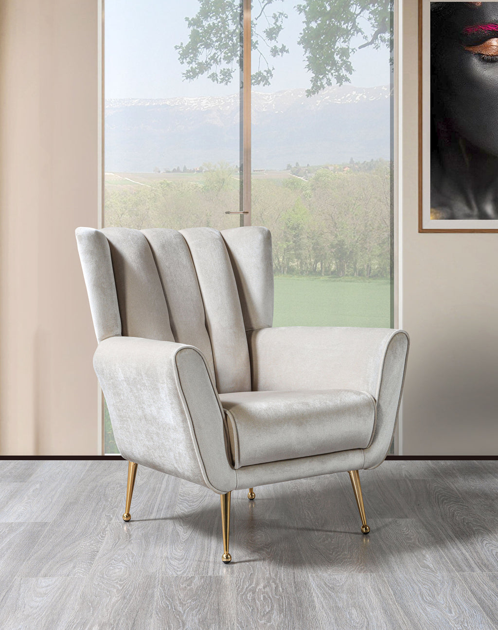 Merida Ivory Velvet Chair – Nova Furniture