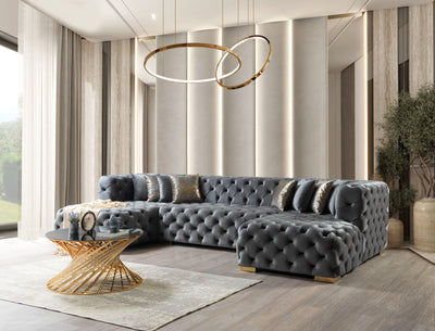 Neva Black Velvet Double Chaise 138" Sectional – Nova Furniture