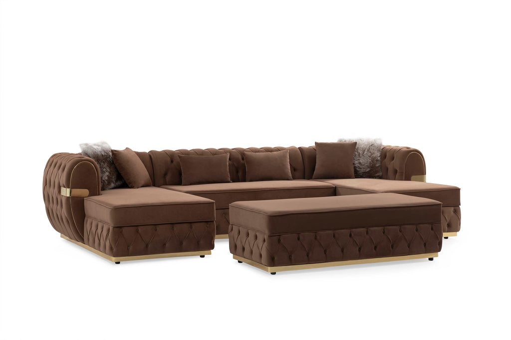 Jester Mocha Velvet Rectangle Ottoman – Nova Furniture
