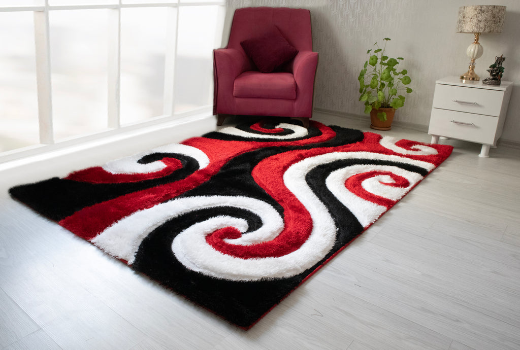 3D Shaggy RED Area Rug - 3D555 – Nova Furniture